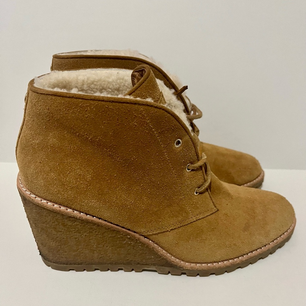 Coach Tan Suede Wedge Ankle Boots - Gem